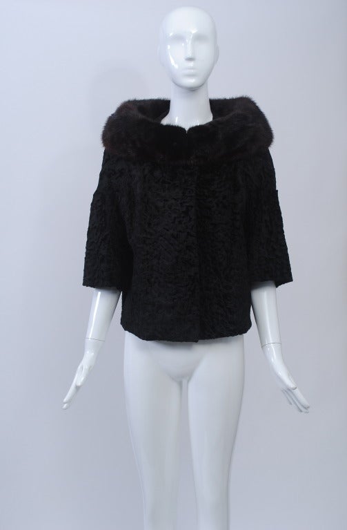 Broadtail Jacket with Mink Collar at 1stDibs