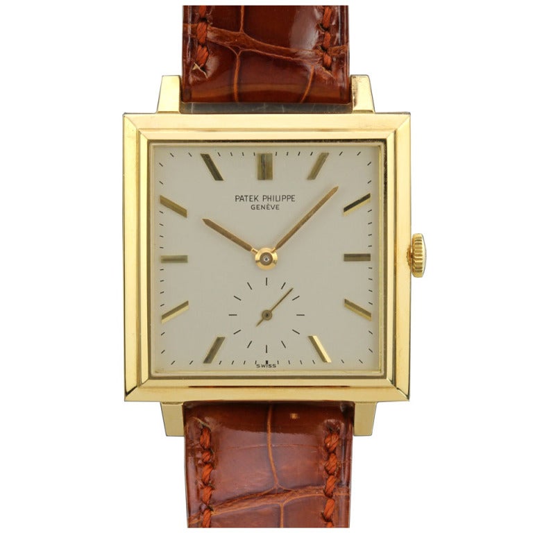 Patek Philippe Rare Yellow Gold Square Wristwatch Ref 3485 circa 1950s ...