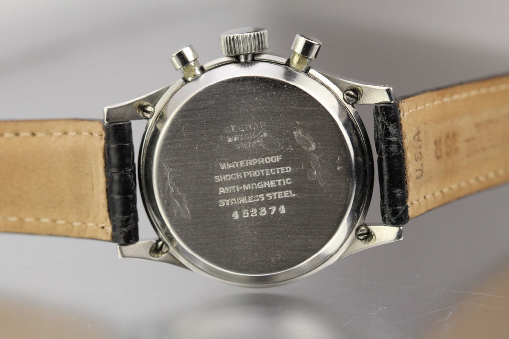 Clebar Stainless Steel Chronograph Wristwatch circa 1950s at 1stDibs