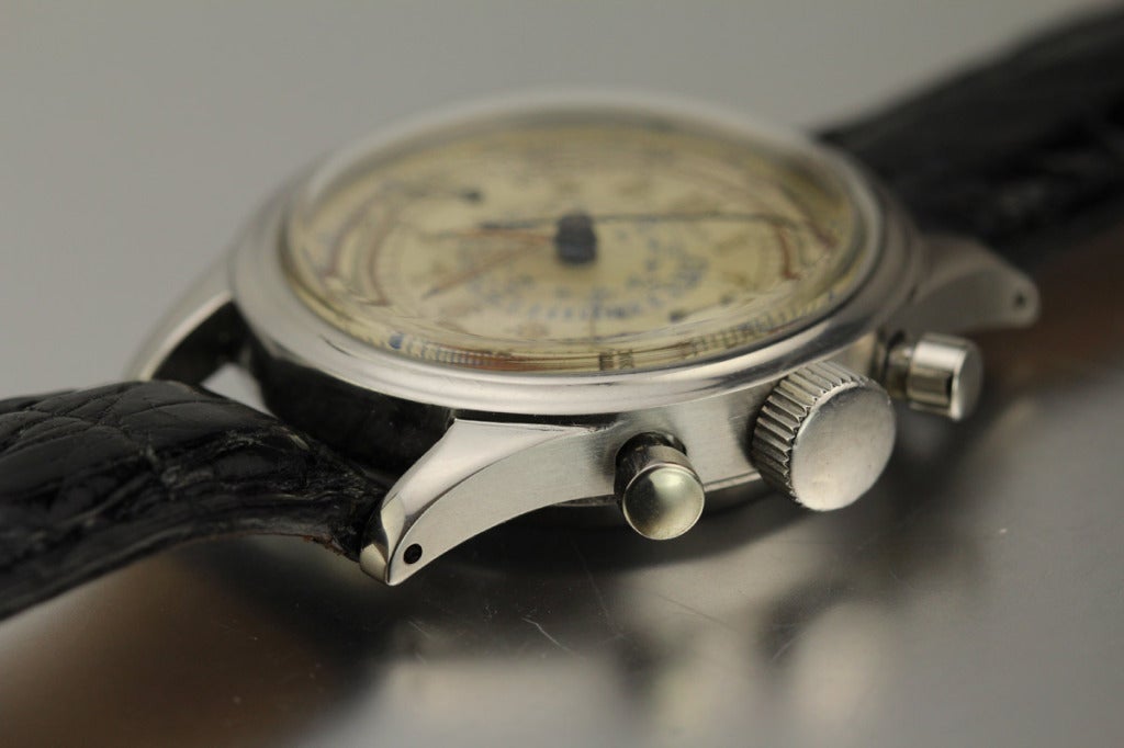 Clebar Stainless Steel Chronograph Wristwatch circa 1950s at 1stDibs