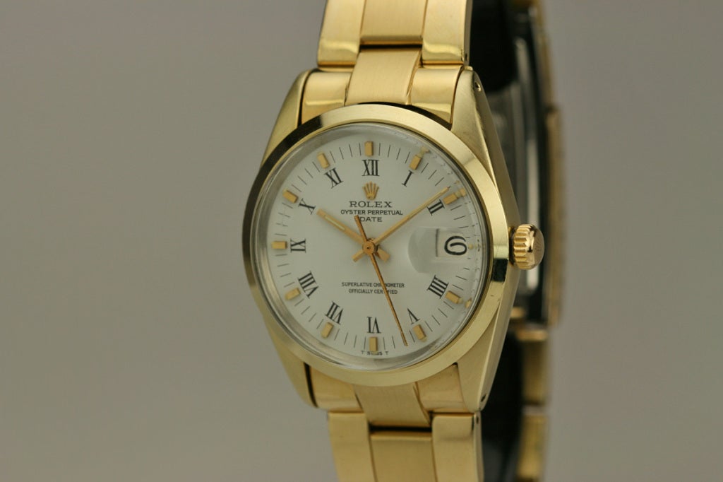 Rolex Yellow Gilt Oyster Perpetual Date Wristwatch Ref 1550 at 1stDibs