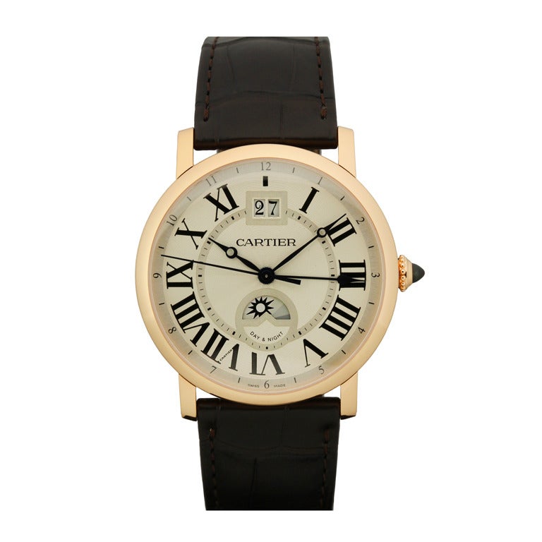 Cartier Rose Gold Privee Rotonde XL Dual Time Zone Wristwatch at 1stDibs