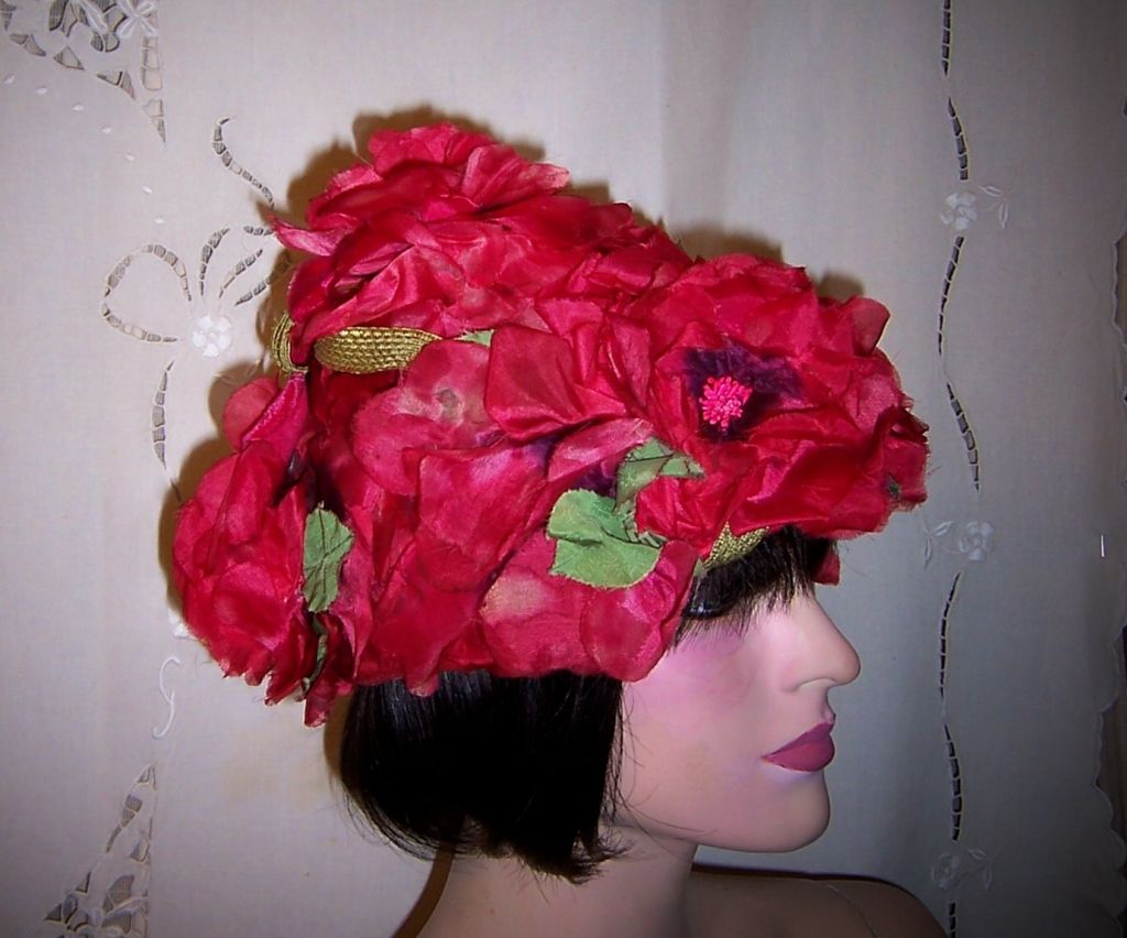 1950's Shocking Pink Flowered Chapeau by Elsa Schiaparelli at 1stDibs