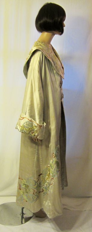 Early 20th Century Asian Hand-Embroidered Robe with Dragons For Sale at ...