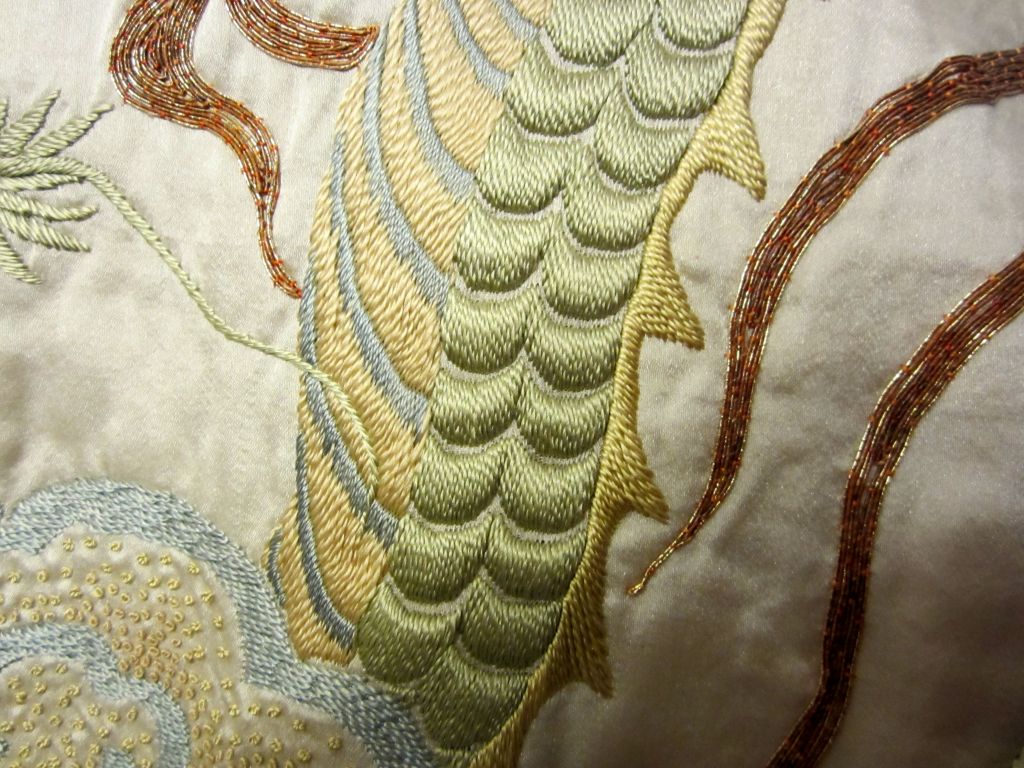 Early 20th Century Asian Hand-Embroidered Robe with Dragons For Sale at ...