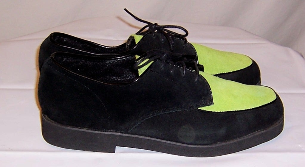 Buffs by Buffalino- Men's Chartreuse and Black Suede Shoes For Sale at ...