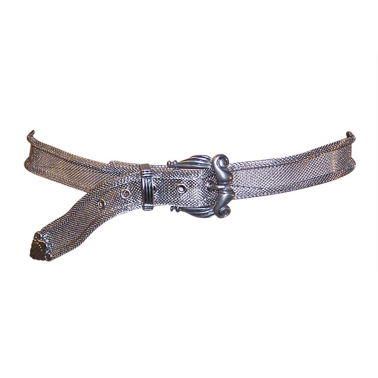 Slinky and Chic Silver-Toned Metal Mesh Belt at 1stDibs