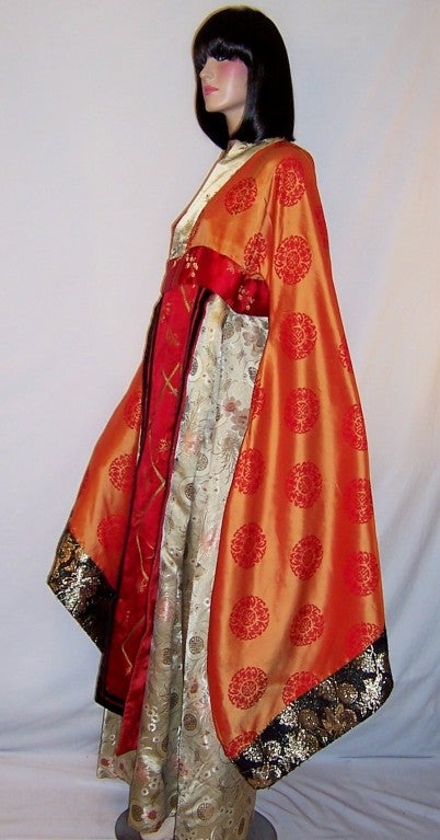 Elaborate Asian Robe with Exaggerated Butterfly Sleeves For Sale at 1stDibs