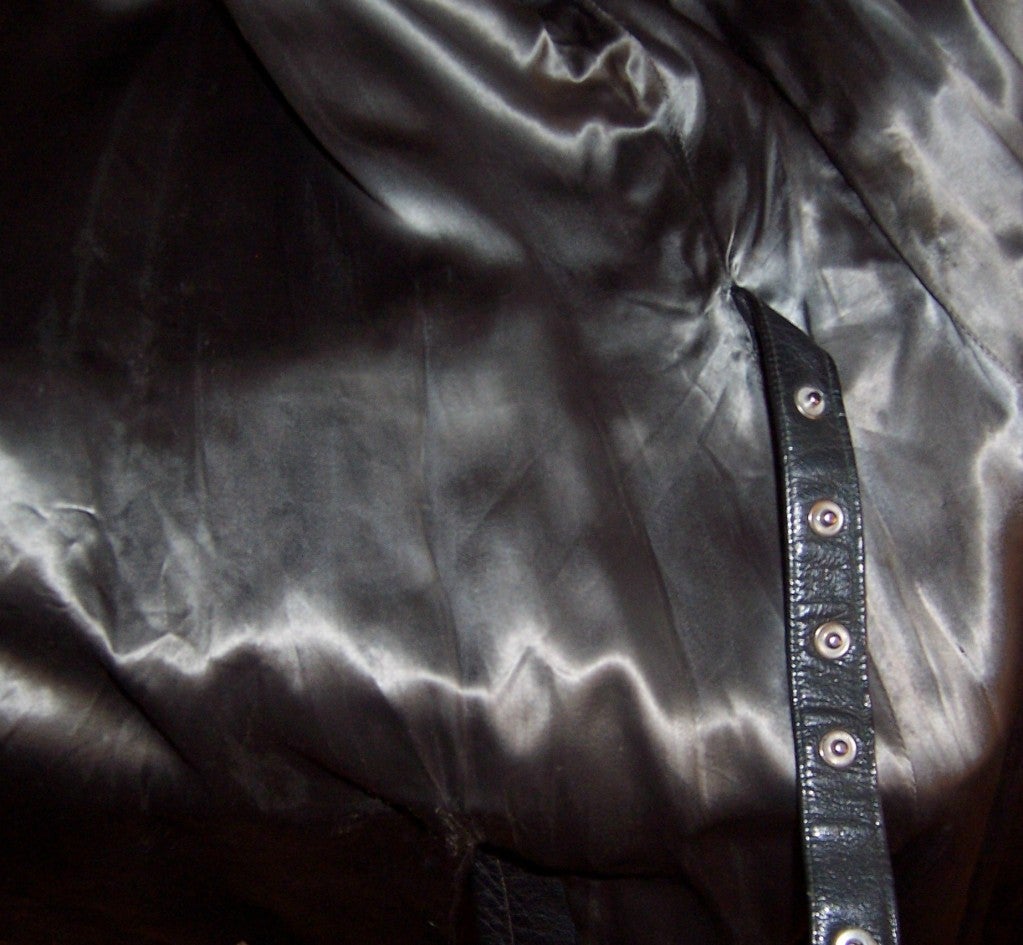 Mens WWII German Infantry Officer's Black Leather Greatcoat at 1stDibs