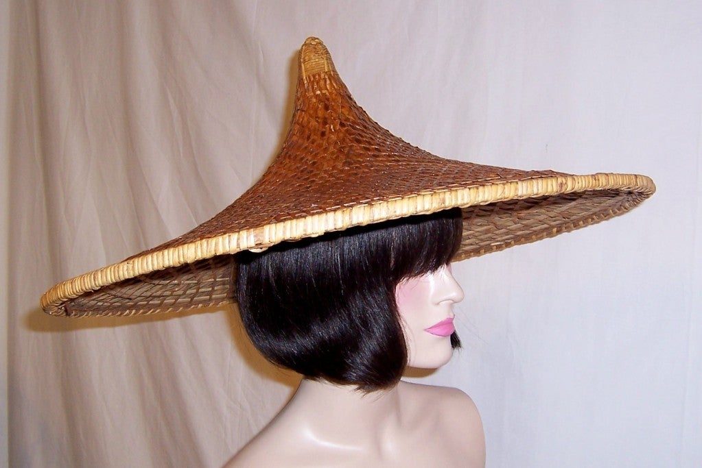 Large Chinese Conical-Shaped Hand-Woven Hat For Sale at 1stDibs | large ...