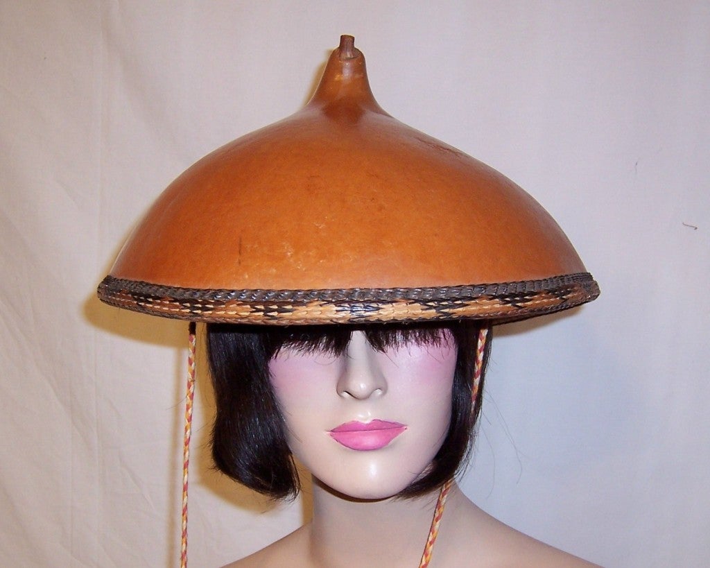 Asian Hat Made from Large Ochre-Colored Gourd at 1stDibs | gourd hat ...