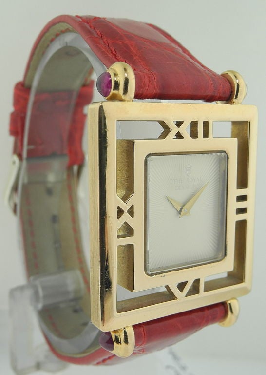 Swiss Pink Gold "Royal Diamond" Partial Skeleton Watch For Sale at 1stDibs