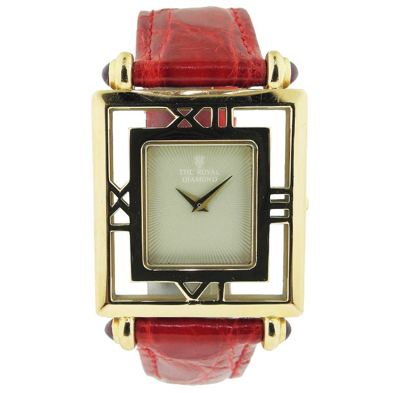 Swiss Pink Gold "Royal Diamond" Partial Skeleton Watch For Sale at 1stDibs