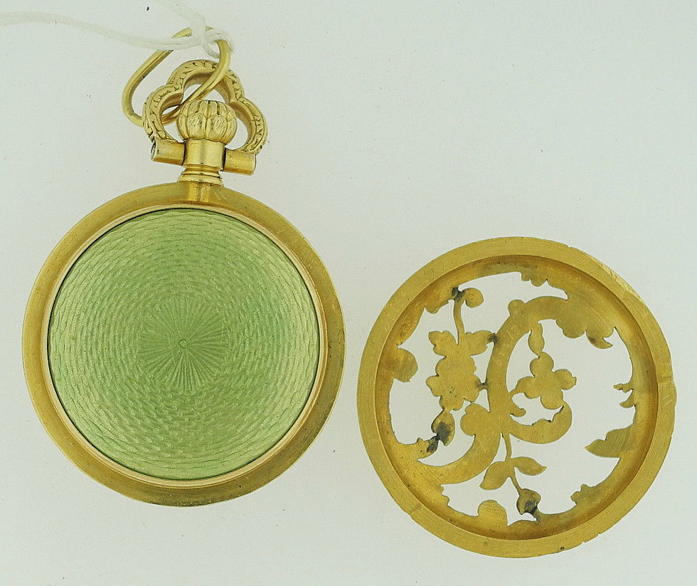 TIFFANY &Co, Gold and Enamel Open Face Pendant Watch at 1stDibs