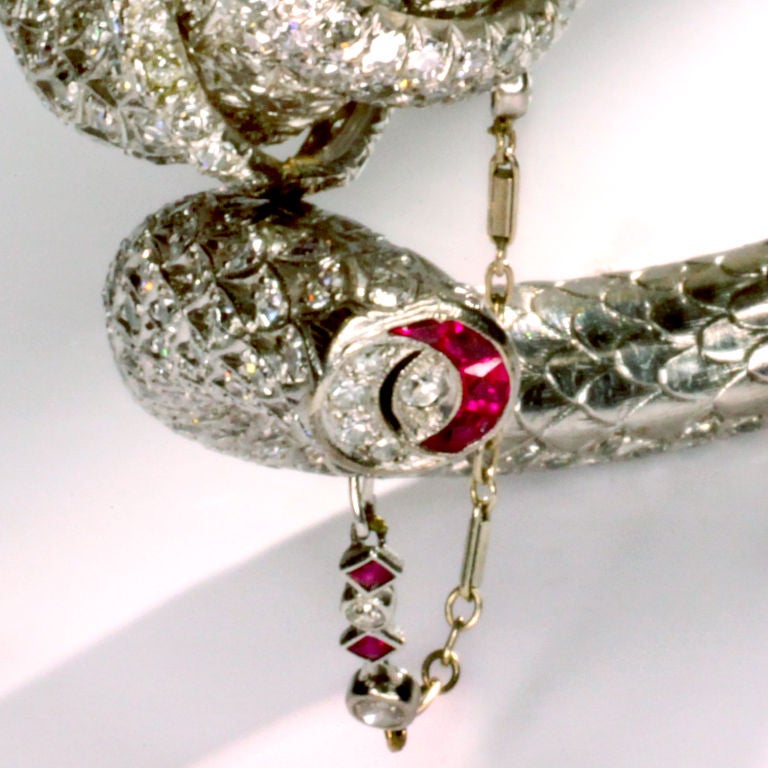 The Gypsy Rose Lee Diamond and Ruby Serpent Bracelet at 1stDibs