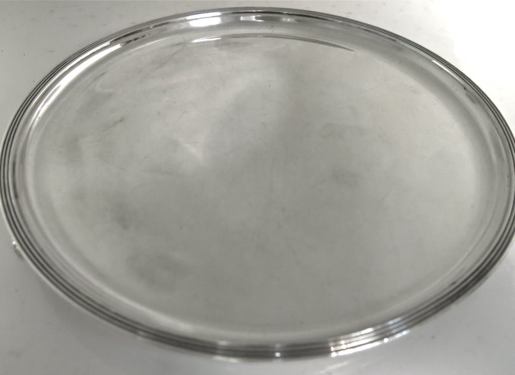 Sterling Silver English Footed Salver / Round Tray 10" Diameter at 1stDibs