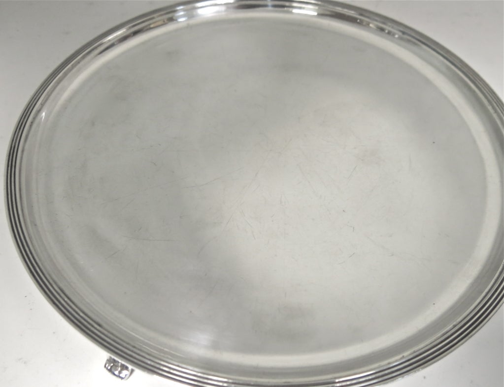 Sterling Silver English Footed Salver / Round Tray 10" Diameter at 1stDibs