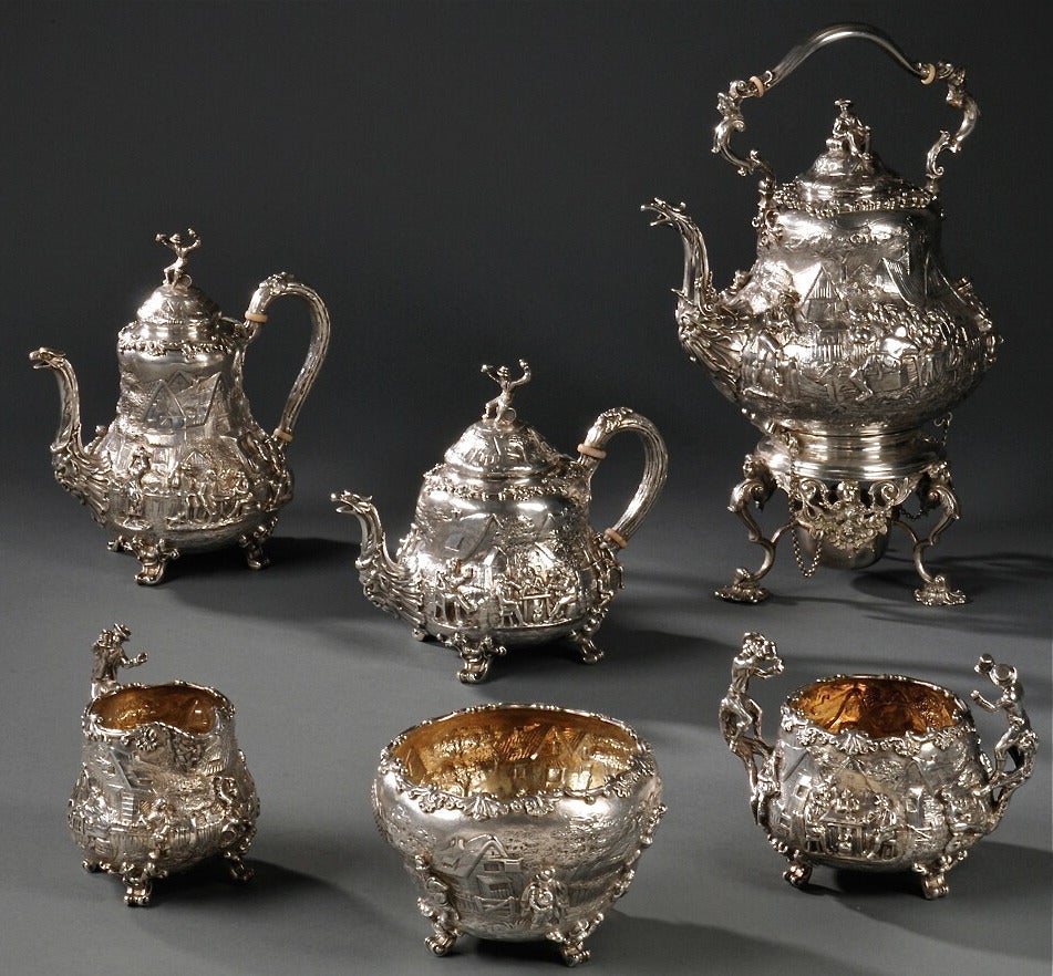 Magnificent and Rare Antique English Decorative Tea Set In The Manner ...