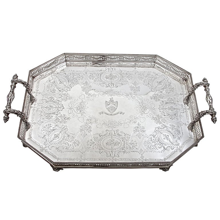 Antique Victorian, Sterling Silver Gallery Tray at 1stDibs
