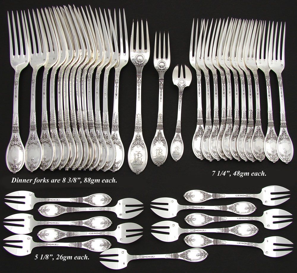 RARE Antique French Sterling Silver 132pc Flatware Set, Empire at 1stDibs
