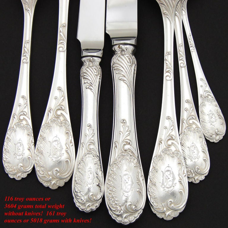 PUIFORCAT Antique Sterling Silver Flatware Set, Chest: Louis XV at 1stDibs