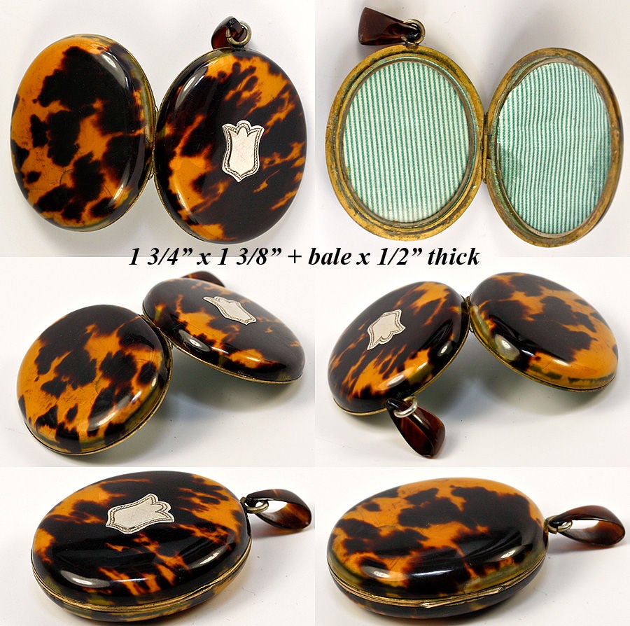 Antique French Locket, Tortoise Shell, Victorian Tortoiseshell at 1stDibs