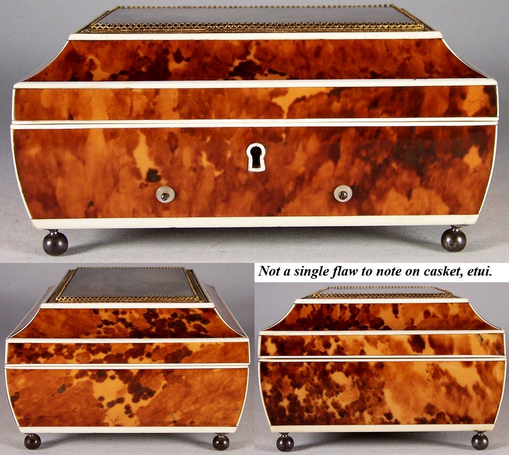 Antique French Palais Royal Music, Sewing Box, Tortoise Shell For Sale ...