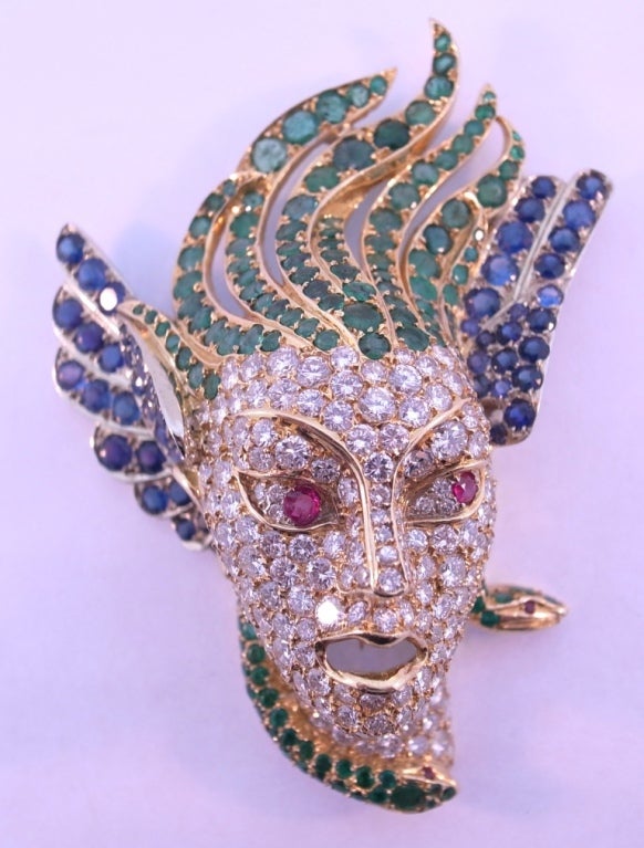 MEDUSA Gem Set Brooch SERAFINI For Sale at 1stDibs