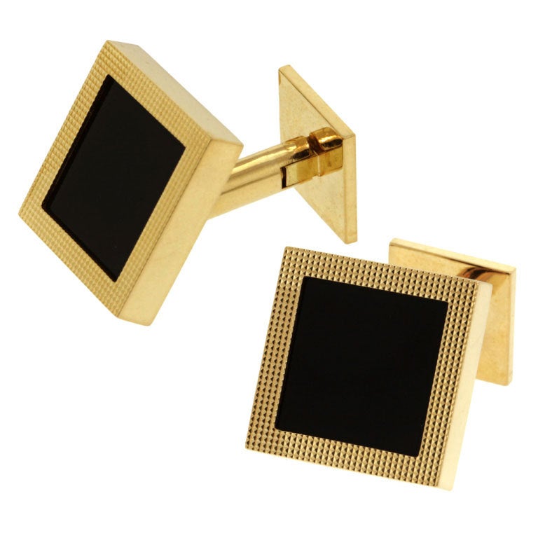 WEBER and CIE Gold and Onyx Cufflinks at 1stDibs | weber cufflinks