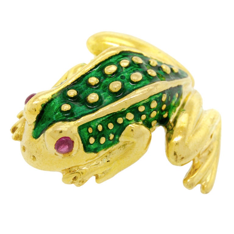 Boris LeBeau Seventies Frog Brooch at 1stDibs