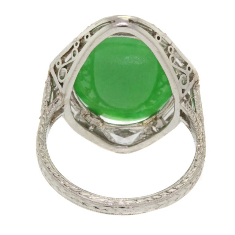 Art Deco Natural Jade Diamond Ring at 1stDibs