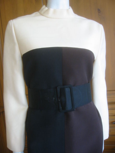 Color Block three tone belted dress from Norman Norell at 1stDibs