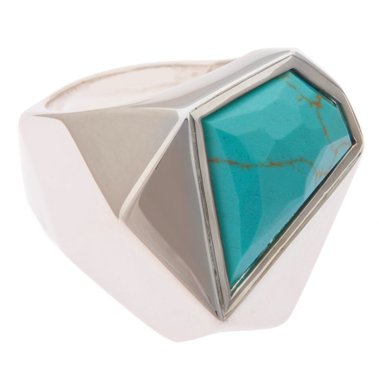 Large Pyramid Ring, 1 Facet of Turquoise For Sale at 1stDibs
