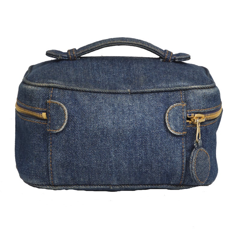 CHANEL DENIM VANITY CASE BAG at 1stDibs | chanel vanity case bag