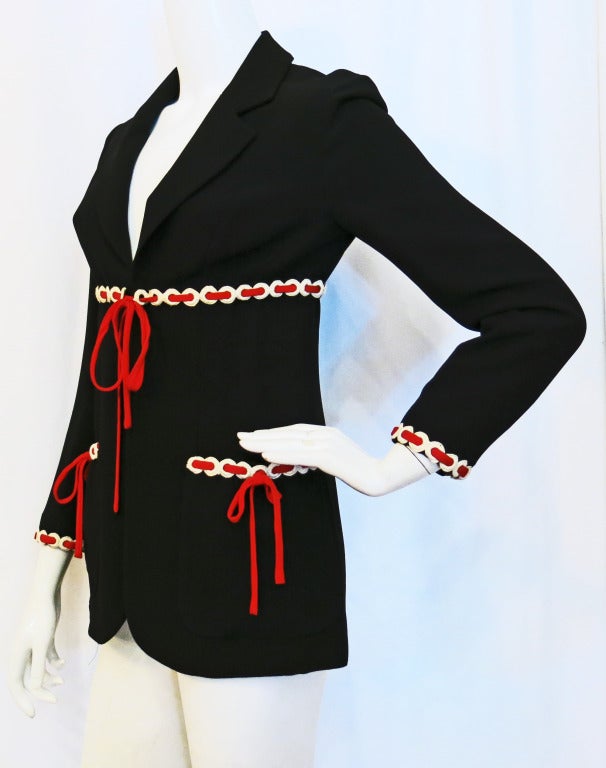 Cheap and Chic by Moschino Black Jacket w Red Ribbon Accent at 1stDibs