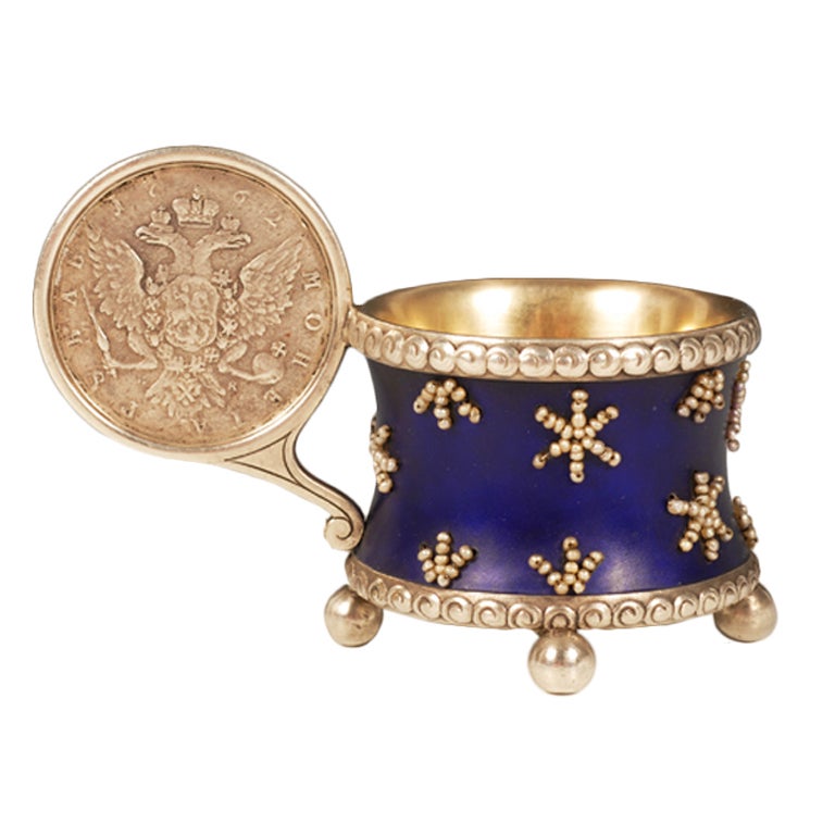 FABERGE Cobalt Enamel Coin Cup at 1stDibs