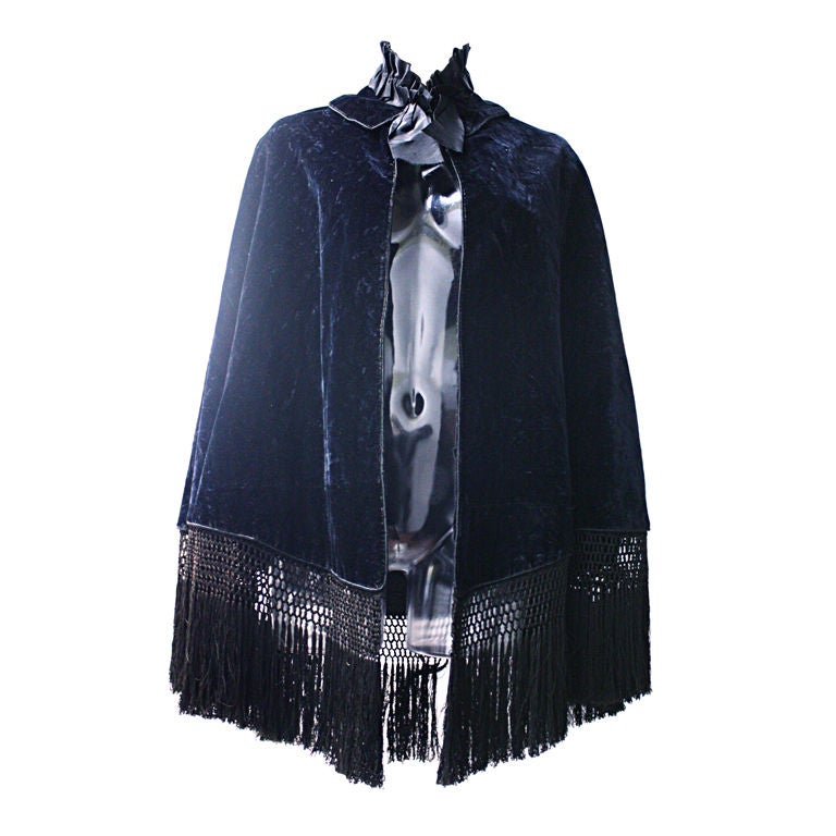 Victorian Velvet Piano Fringe Cape For Sale at 1stDibs
