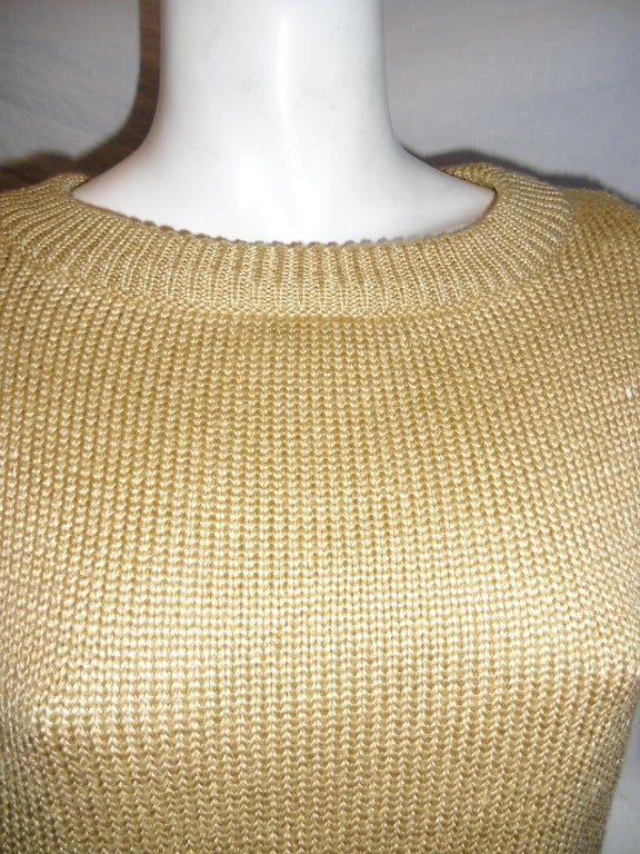 Zoran short sleeves gold silk knit sweater top For Sale at 1stDibs