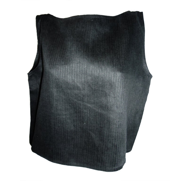 Zoran black linen sleeveless top at 1stDibs