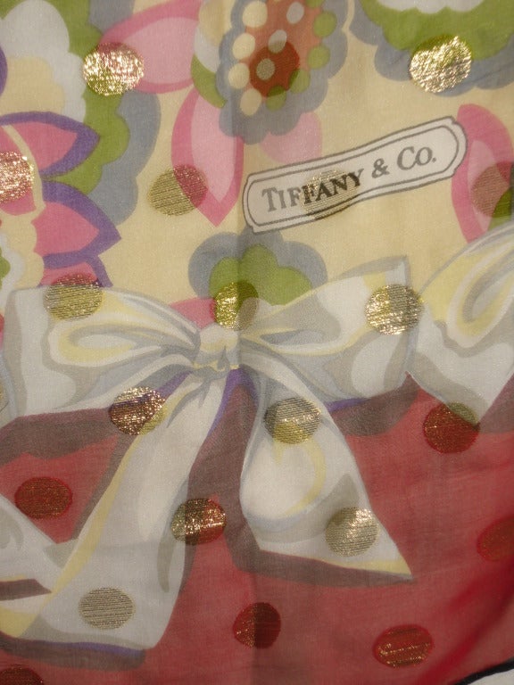 55 "Tiffany and co Vintage Spectacular chiffon scarf- bows and polka ...