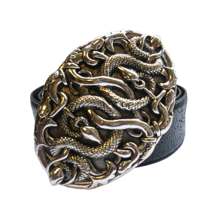 Versace Serpent silver buckle belt For Sale at 1stDibs