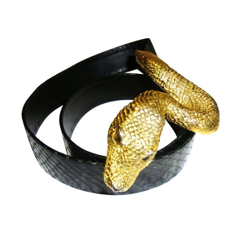 VTG 80s CHRISTOPHER ROSS SNAKE BUCKLE and snake BELT For Sale at ...