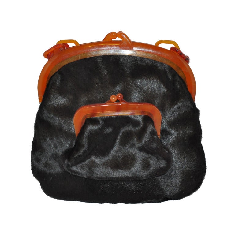 Koret Lucite and Pony Handbag with Attached Change Purse at 1stDibs ...