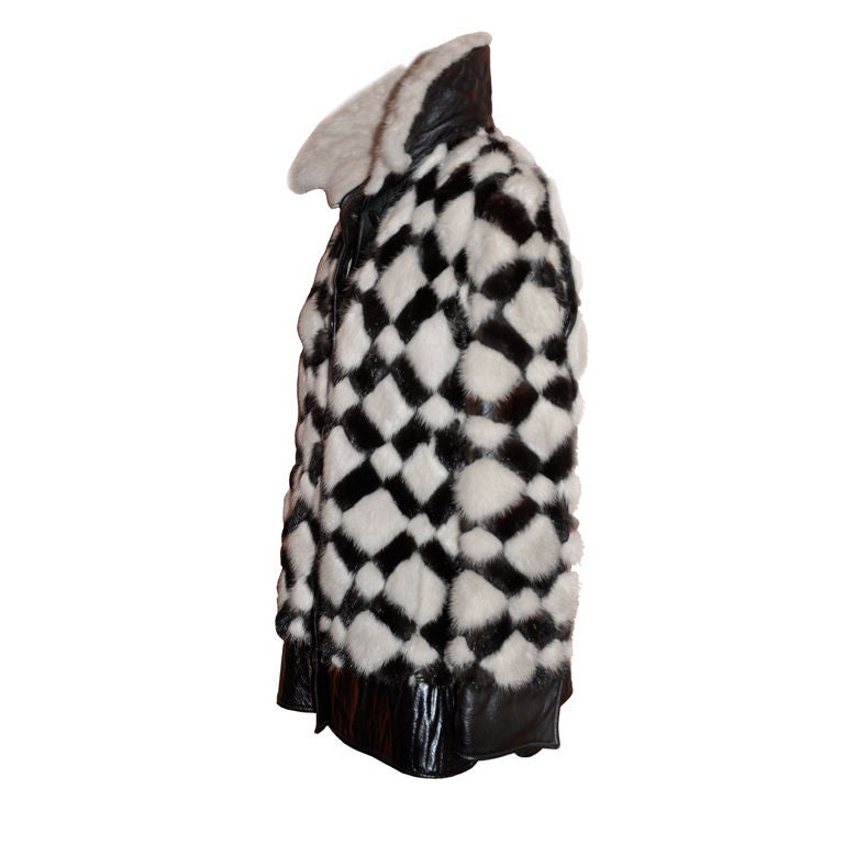 Diamond Pattern Mink and leather jacket at 1stDibs