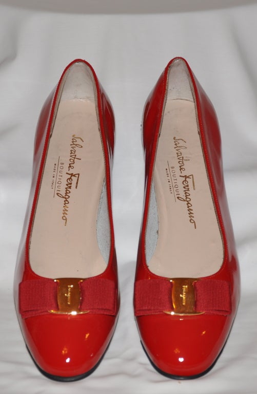Ferragamo "Boutique" Red patent pumps For Sale at 1stDibs | ferragamo ...
