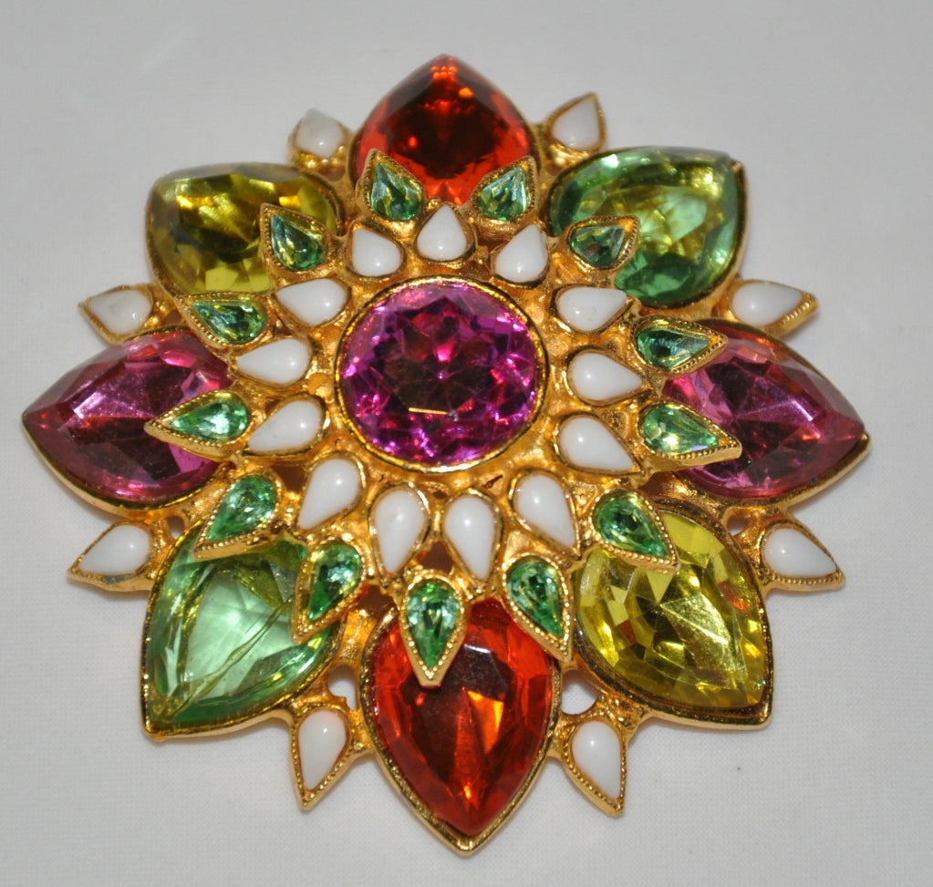 Huge multi-color brooch For Sale at 1stDibs