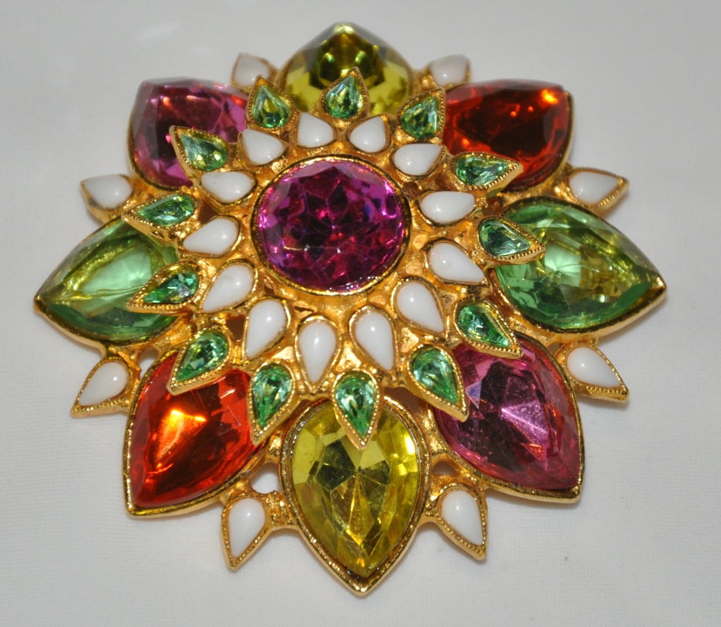 Huge multi-color brooch For Sale at 1stDibs