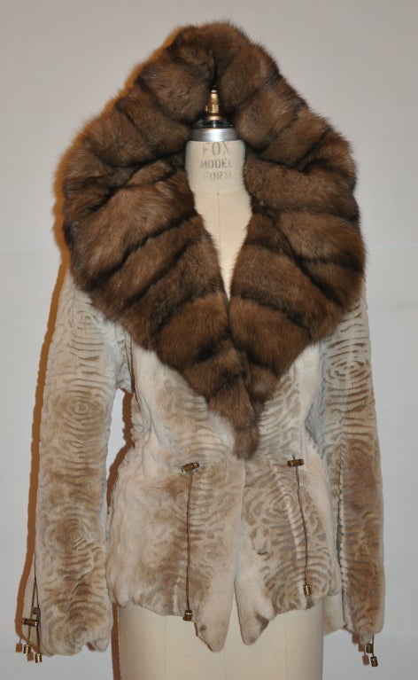 Stenciled Sheared Mink with Natural Russian Sable at 1stDibs