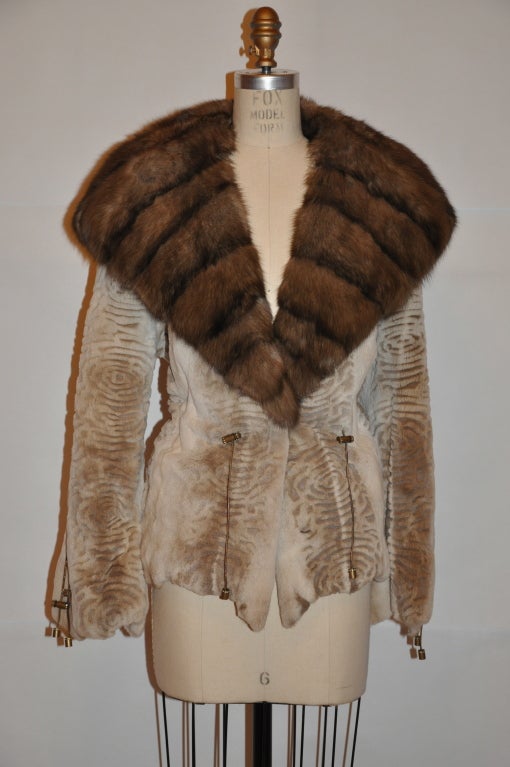 Stenciled Sheared Mink with Natural Russian Sable at 1stDibs