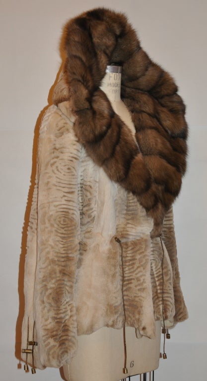 Stenciled Sheared Mink with Natural Russian Sable at 1stDibs